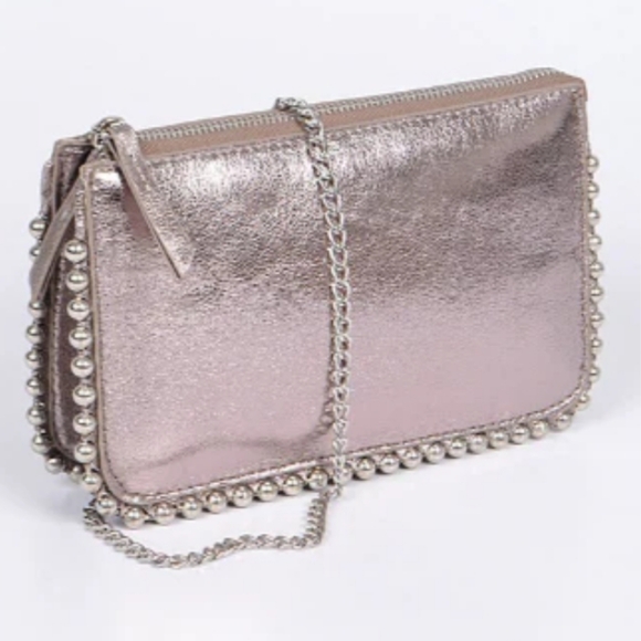 Zara | Bags | Zara Gold Chain Rivet Opening Purse | Poshmark